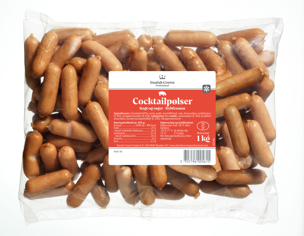 DCP COCKTAIL PØLSER 1kg (6) - Danfoods